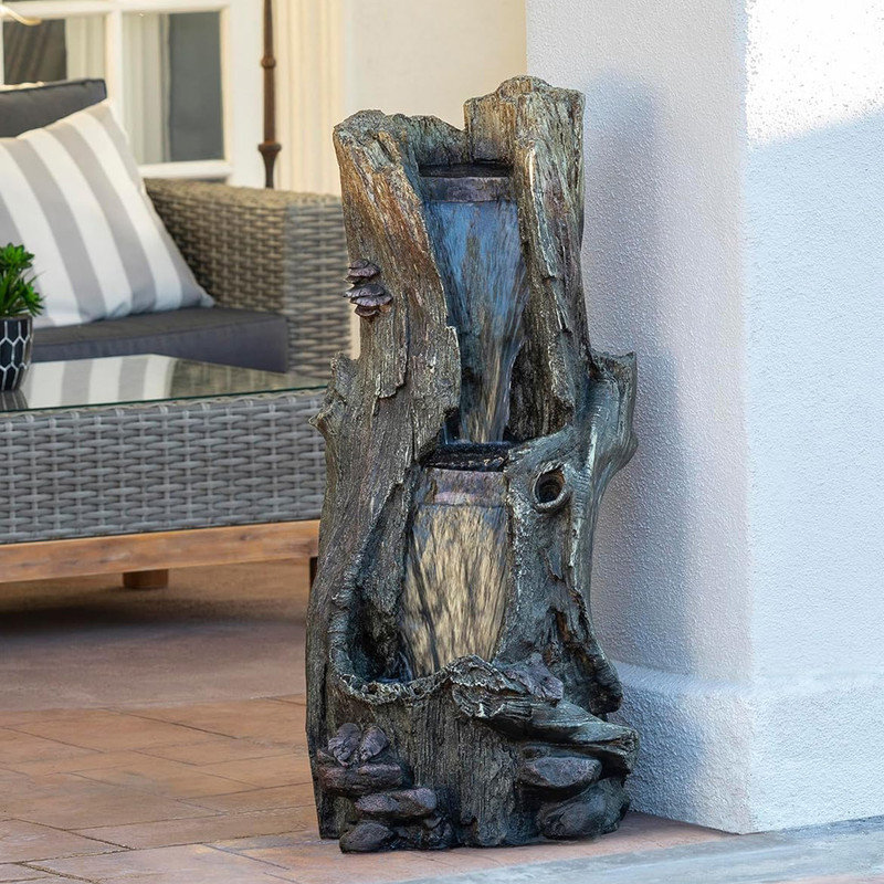 Loon Peak 41" Tall Outdoor Rainforest Waterfall Tree Trunk Fountain ...