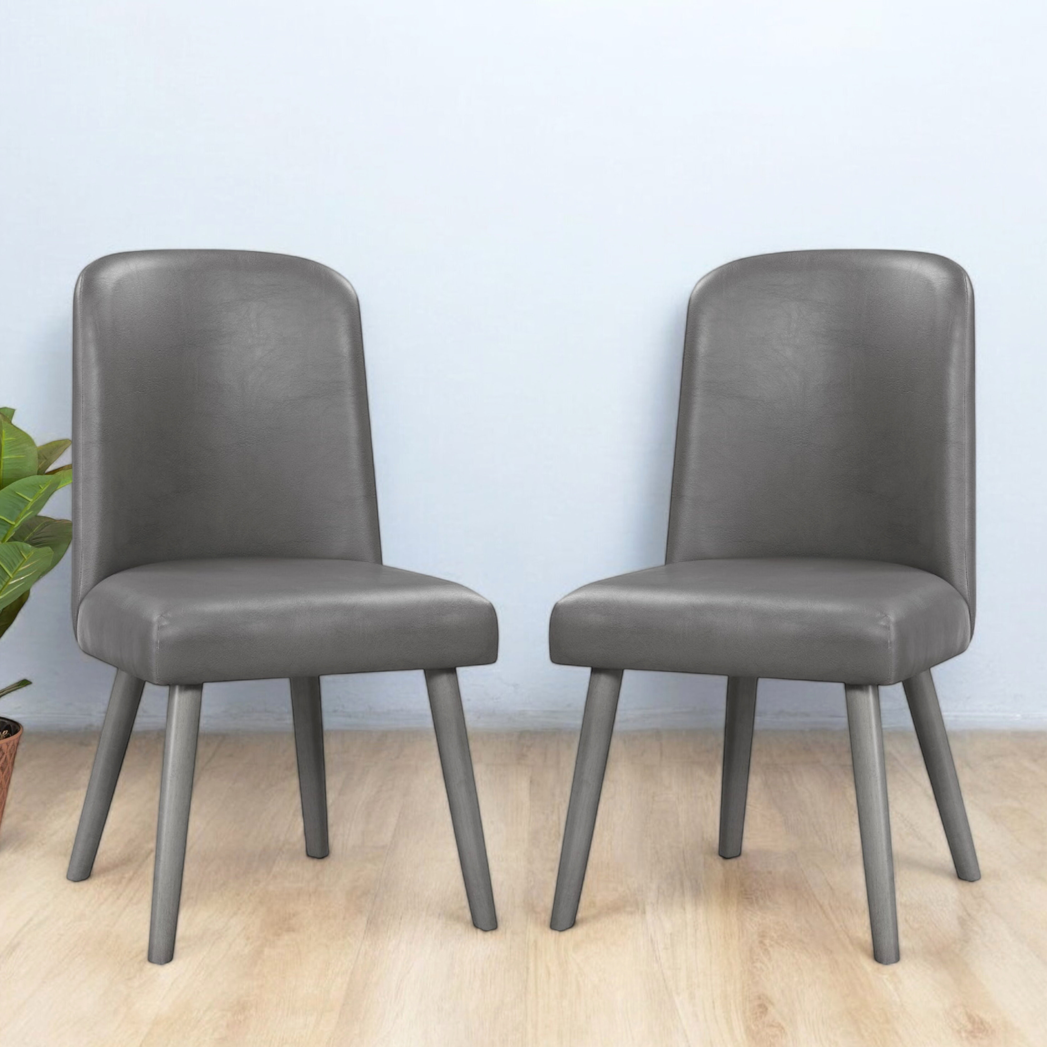 Corrigan Studio® Citadel Gray Synthetic Leather & Gray Oak Side Chair ...