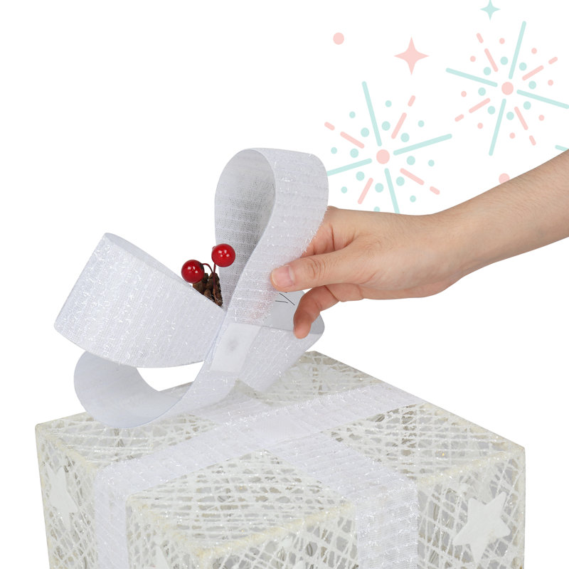 The Holiday Aisle® 3 Piece Gift Boxes Christmas Decoration Lighted ...