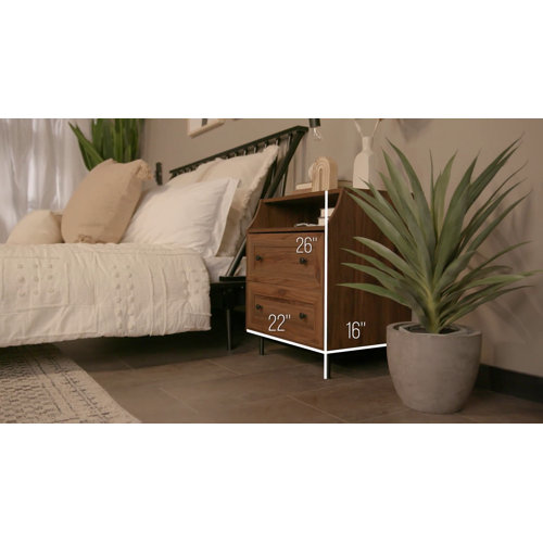 Wade Logan® Caidee 2-Drawer Nightstand with Dual USB Port & Reviews ...