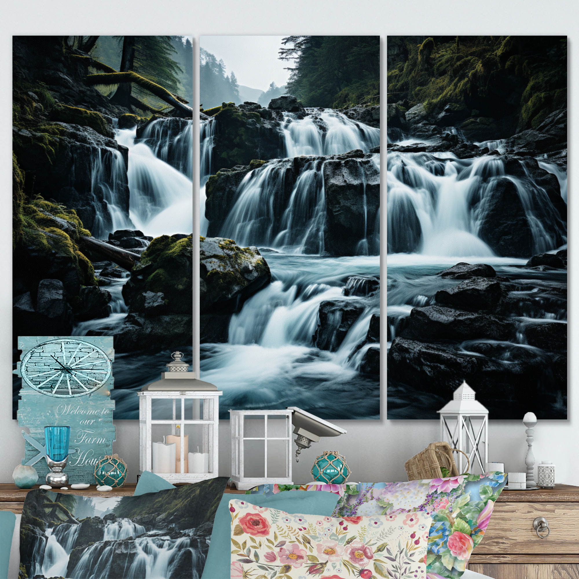 Loon Peak® Waterfall Eternal Cascade II - Landscapes Metal Wall Art Set ...