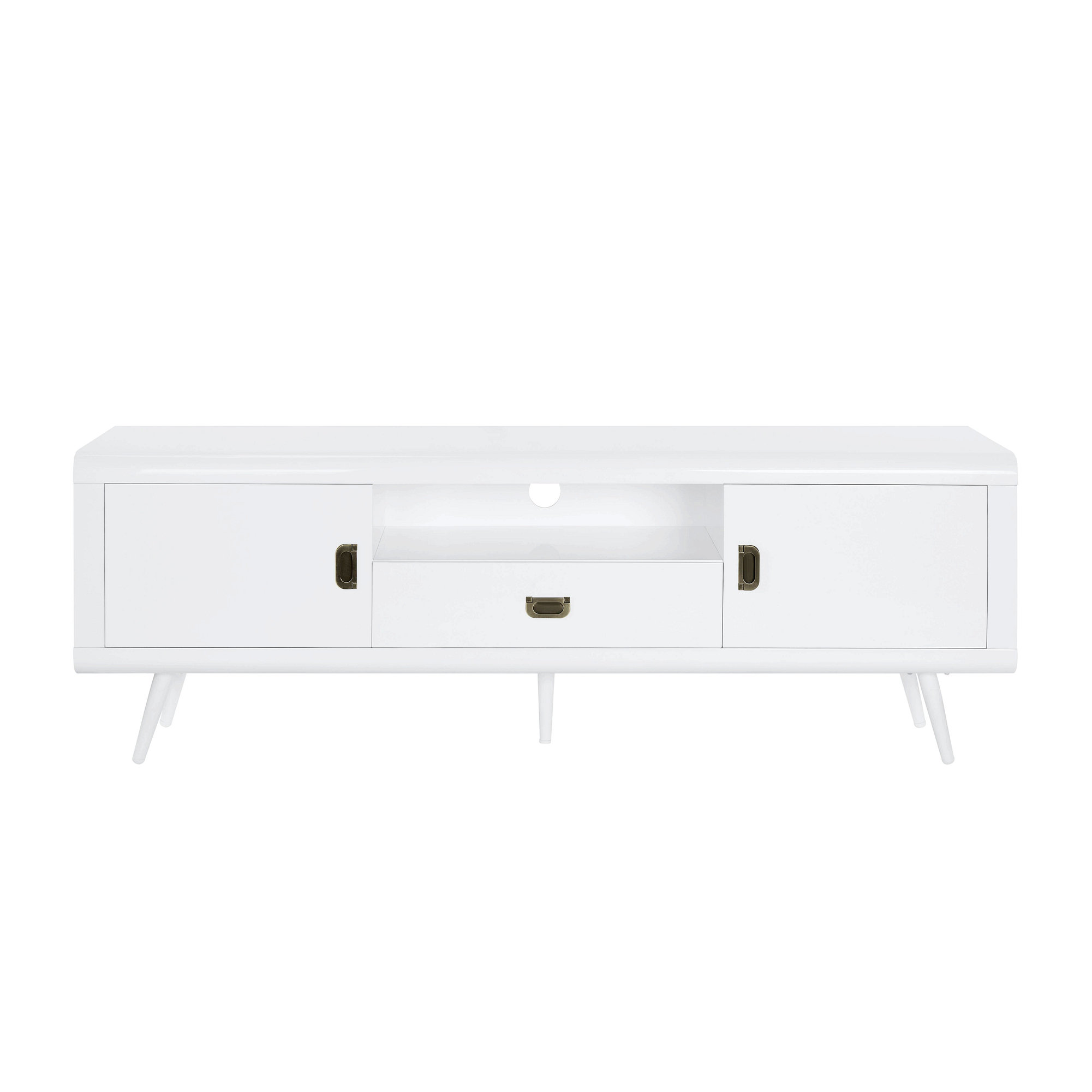 Corrigan Studio® Pagan Rectangular TV Stand in White High Gloss | Wayfair