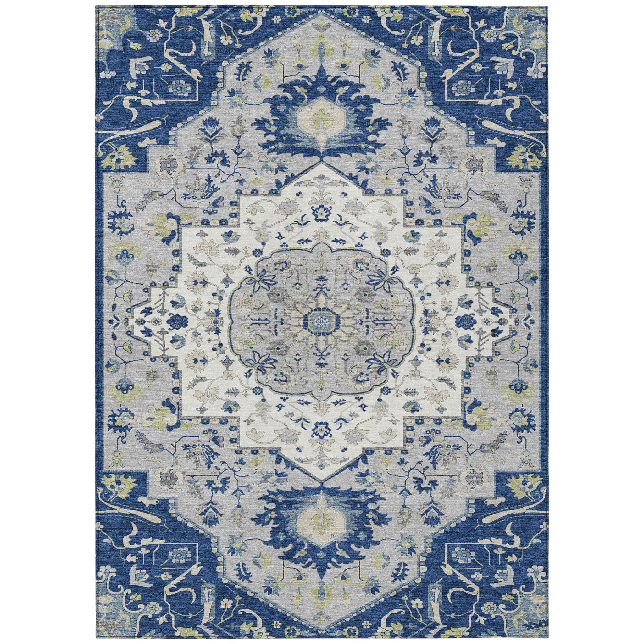 HomeRoots 10' X 14' Navy Blue Oriental Washable Indoor Outdoor Area Rug ...