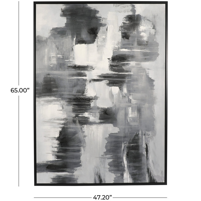 Brayden Studio® Canvas Shadow Movement Abstract Black Framed Wall Art ...