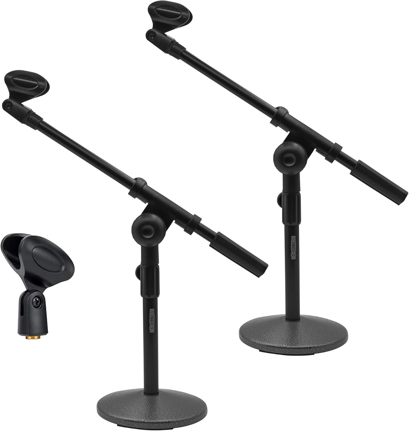 5 Core Desk Microphone Stand Black Pair Adjustable Height Extendable ...