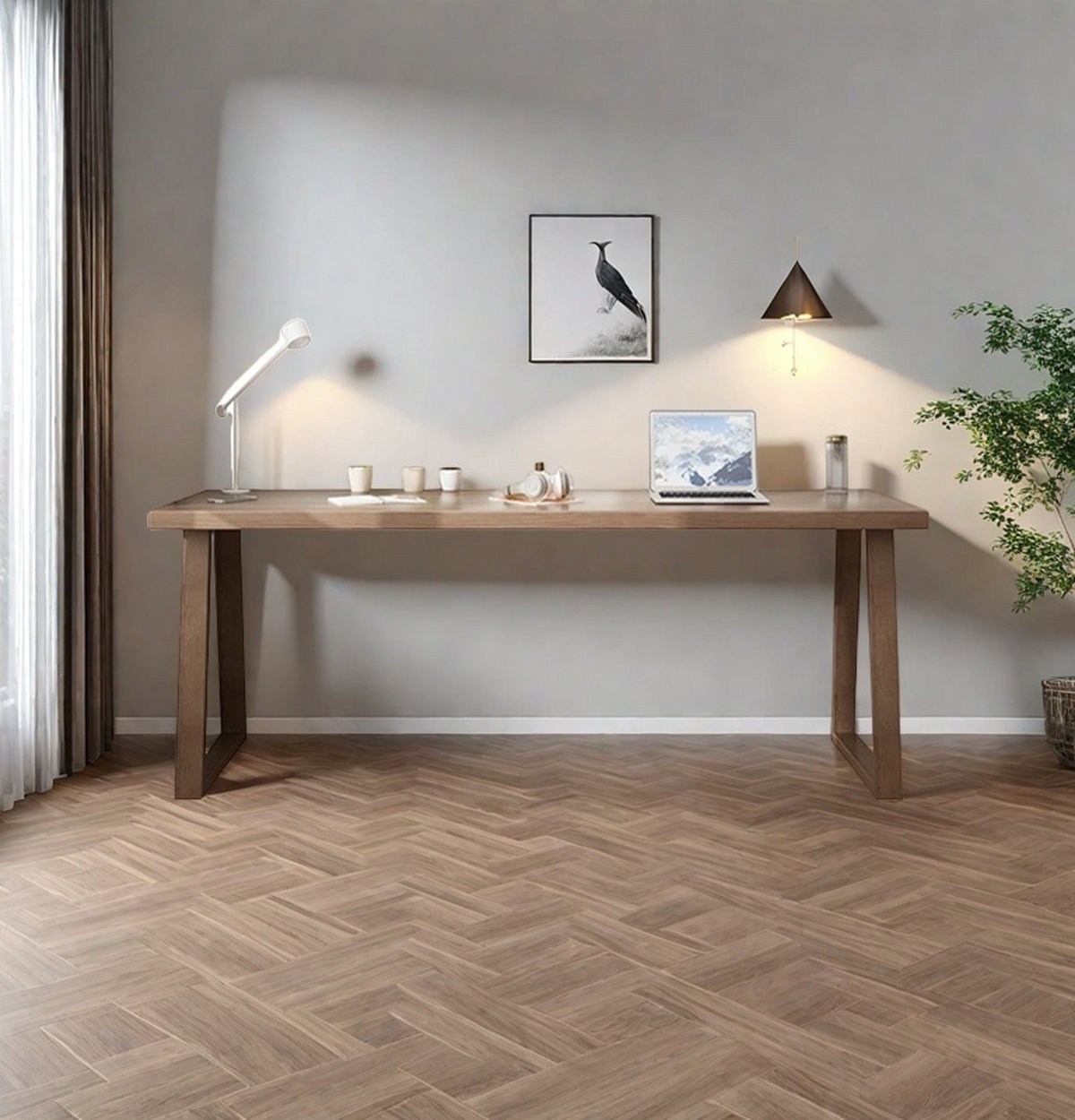 Hokku Designs Minimalist Modern Solid Wood Double Writing Desk | Wayfair