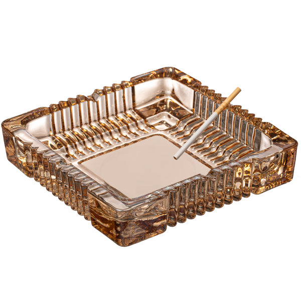 Basicwise Luxury Large Glass Ashtray With 4 Slots For Cigarettes And ...