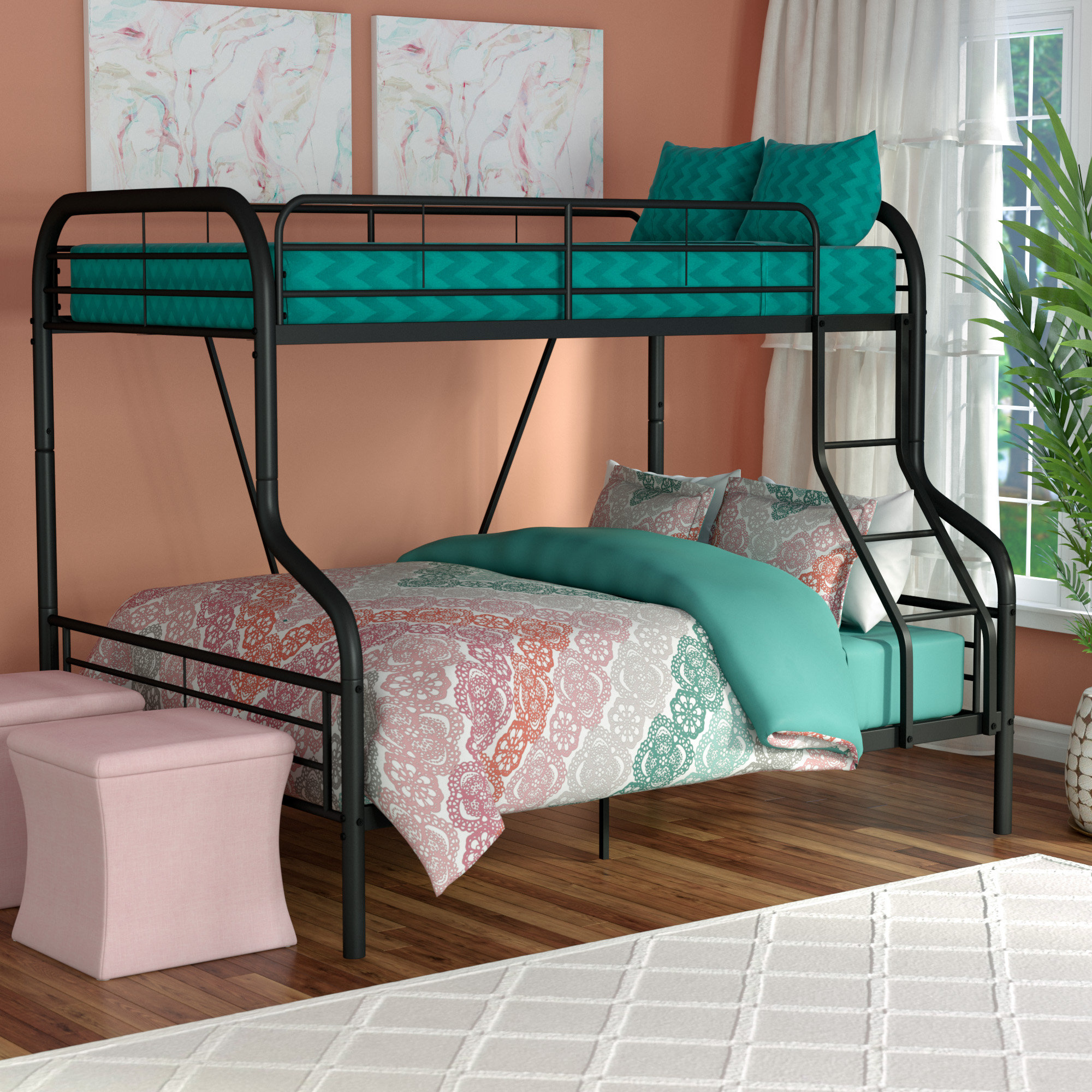 Viv + Rae Fierros Contemporary Twin over Full Bunk Bed with Right ...