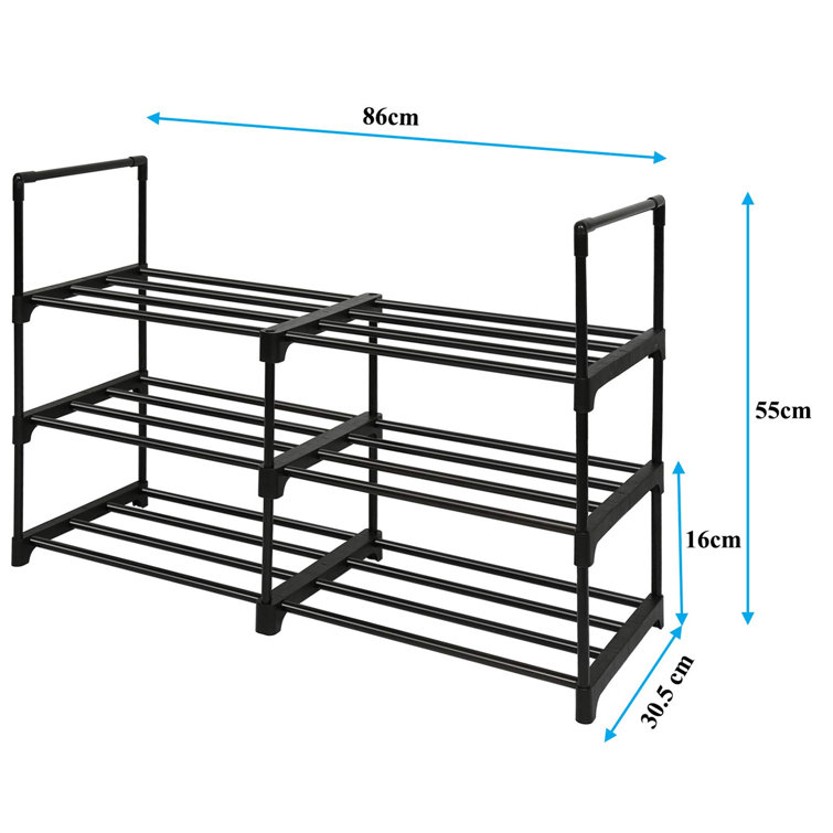 Levi Beer 3-Tier Shoe Rack, Double Row Shoe Storage, Space Saving Shoe ...
