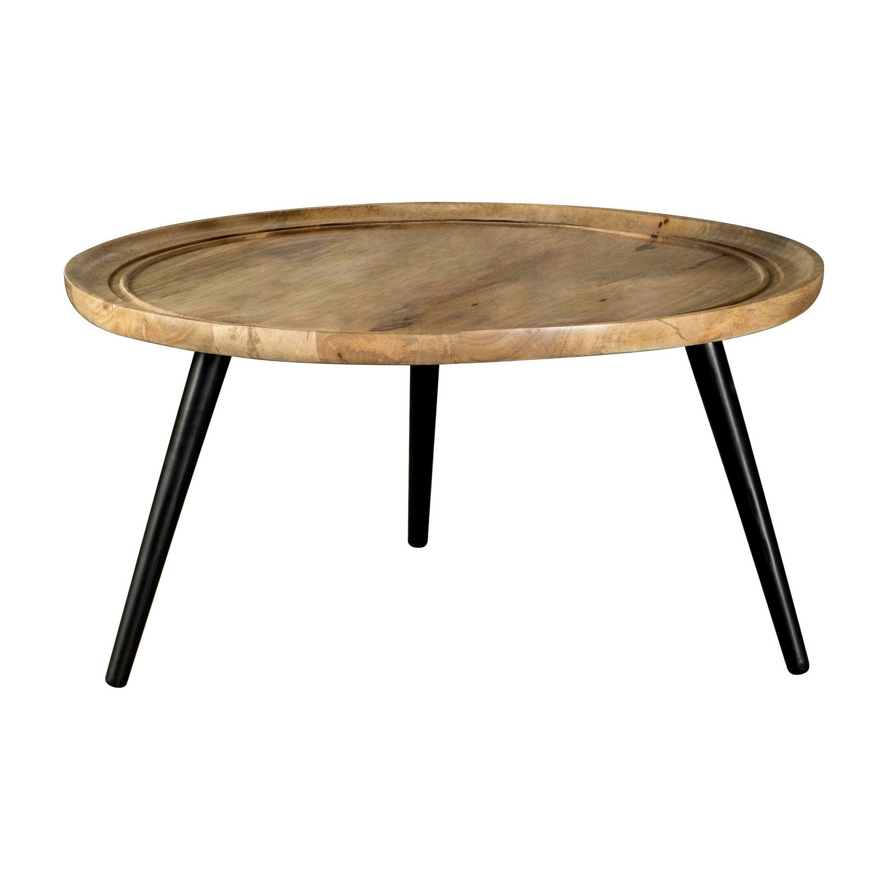 Loon Peak Gaolee 36 Inch Round Coffee Table, Raised Edge Top, Tripod ...