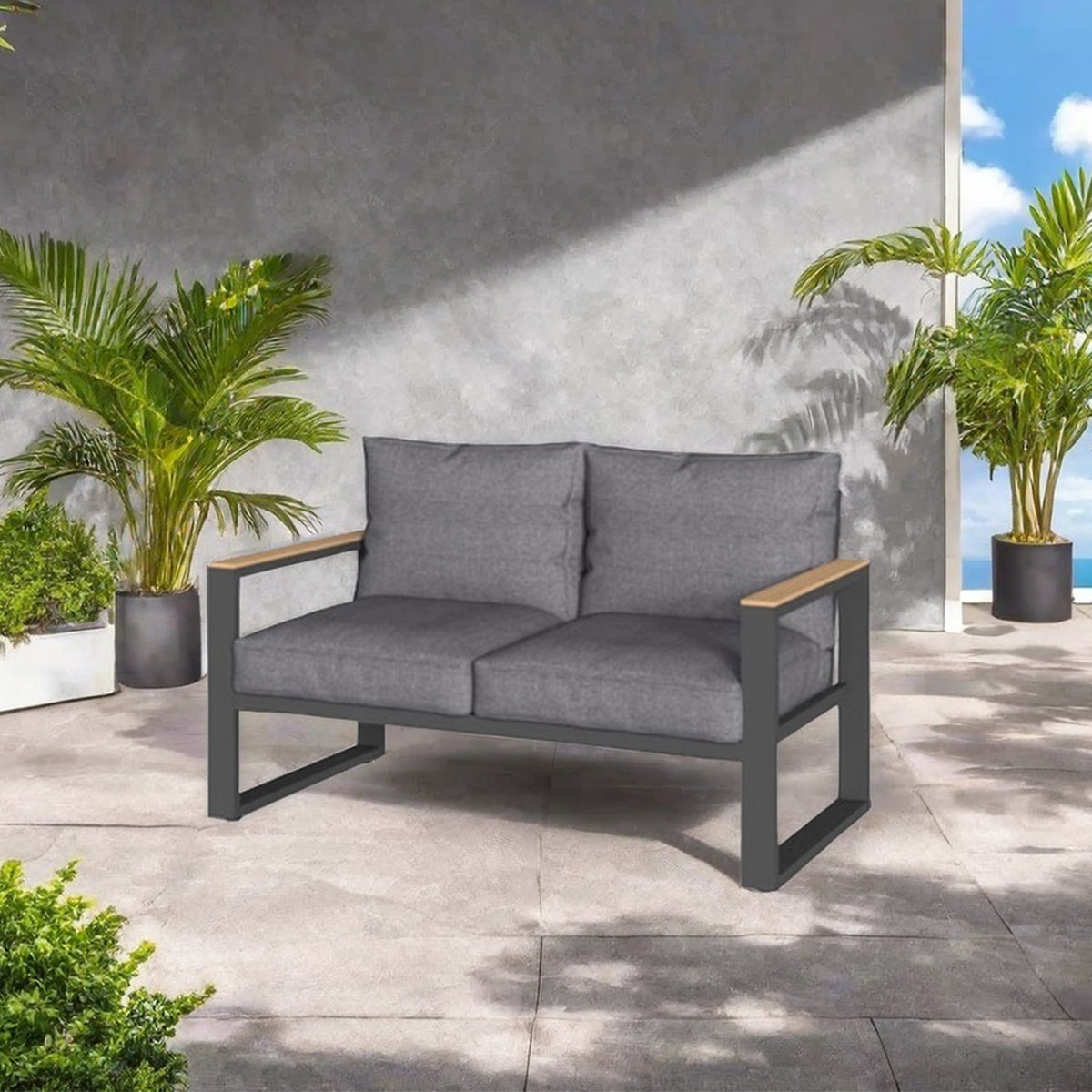 A Zoetic Home Aluminum frame outdoor sofa waterproof cushion - Wayfair ...