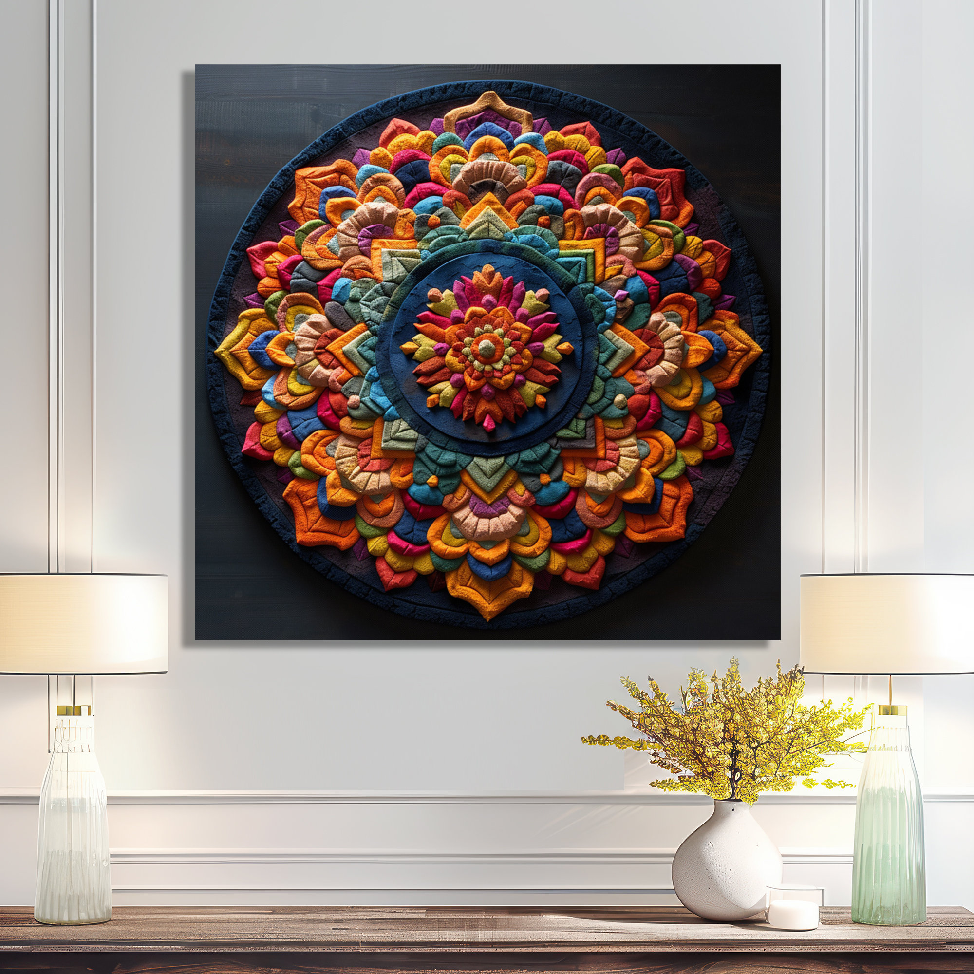 Bungalow Rose Buddhist Sand Flower Mandala - Boho Mandala Wall Art ...