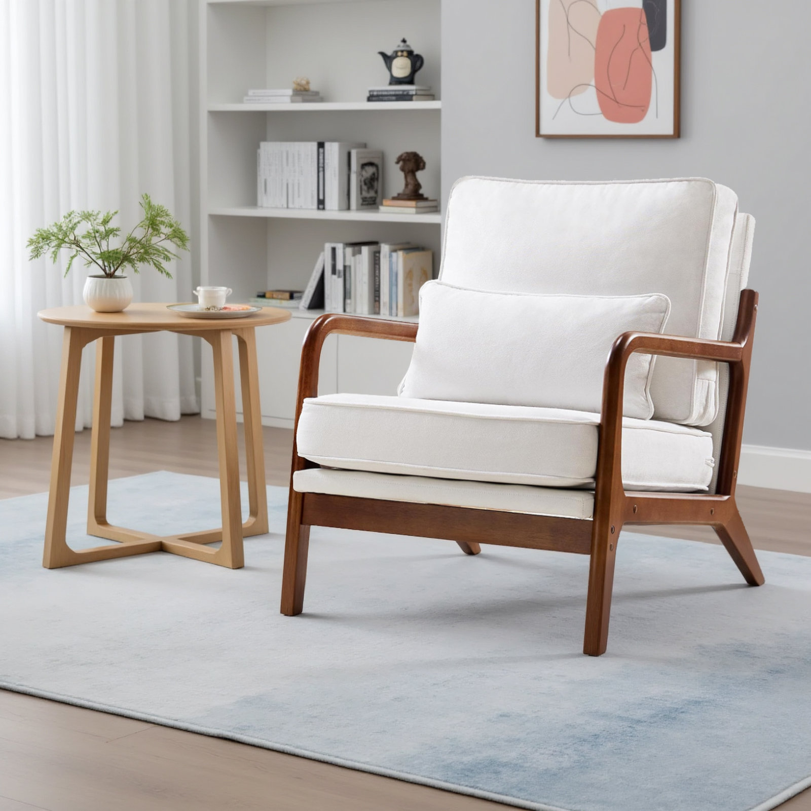 George Oliver Accent Chair, Mid Century Modern Chair With Pillow ...