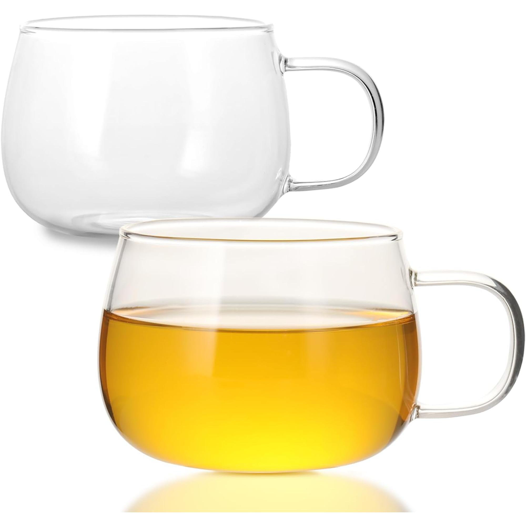 Latitude Run® Glass Tea Cups Set Of 2, Clear Borosilicate Glass Teacups With Handle For Tealover ...