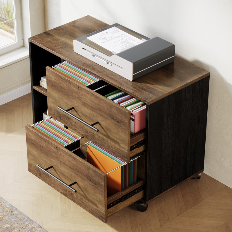 17 Stories 70.86" Executive Desk And 41.93" Mobile Lateral File Cabinet ...