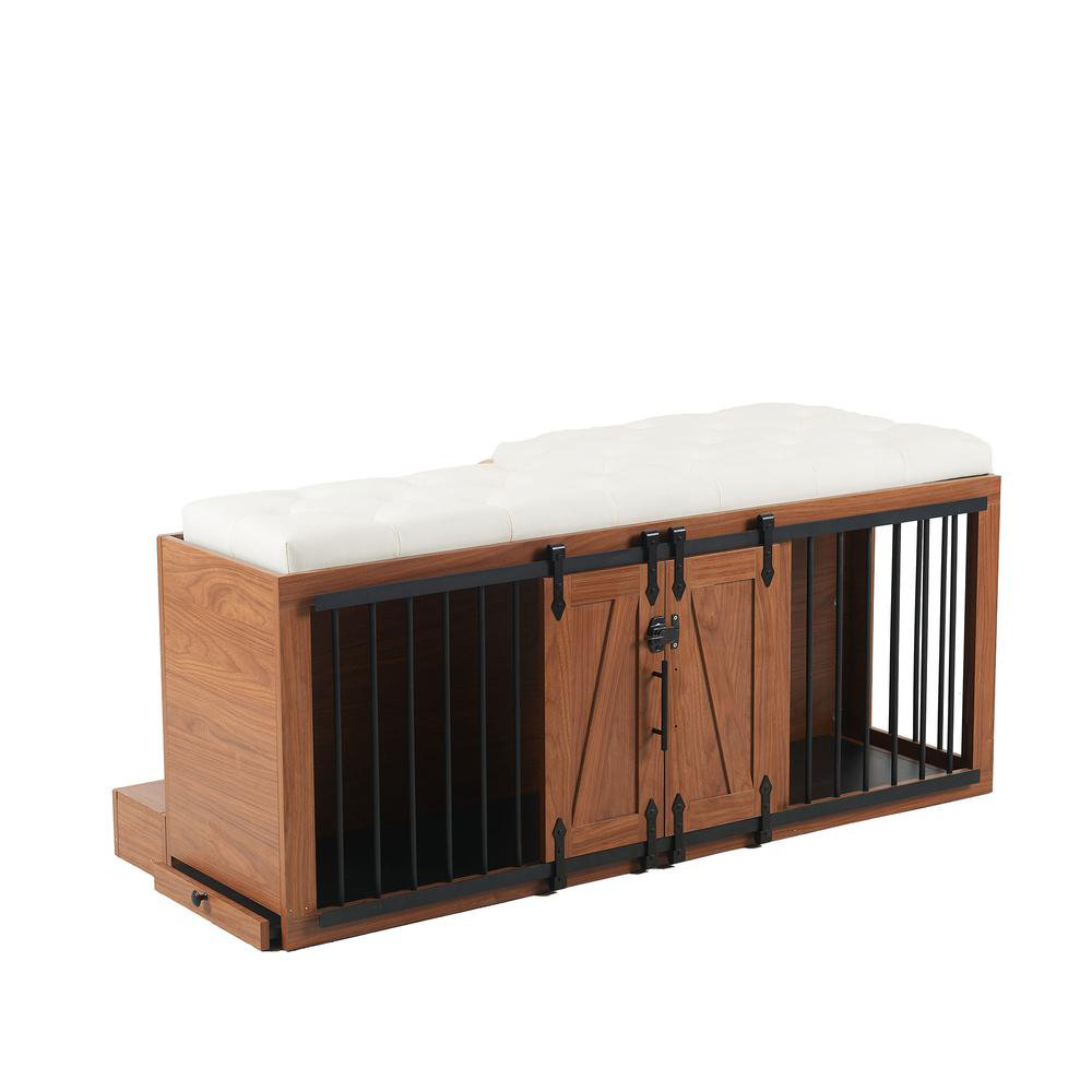 One Allium Way® Dog Crate (Walnut; Black) | Wayfair