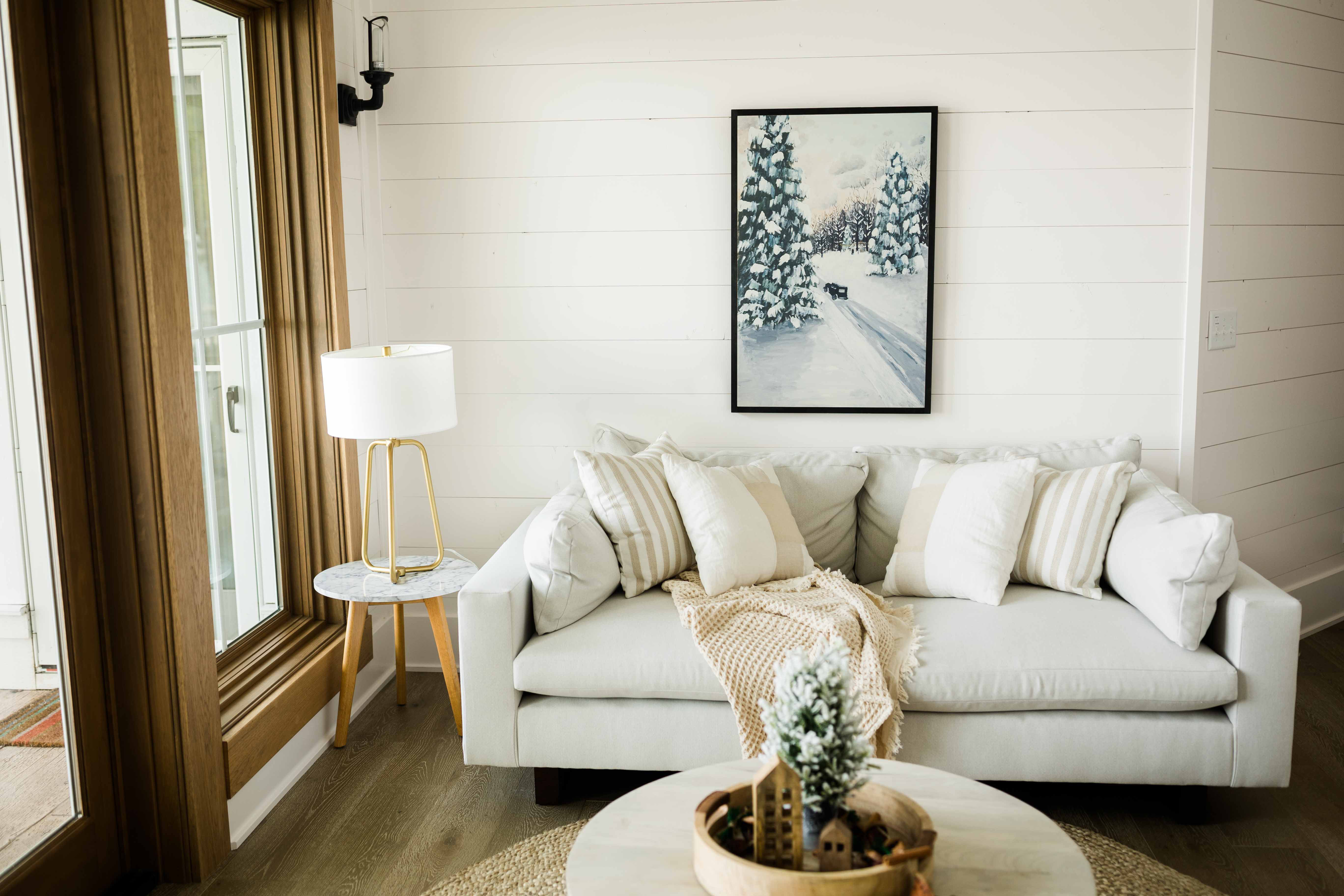 Loon Peak® The Cottage After Snowfall Abstract Wood Framed Wall Art ...