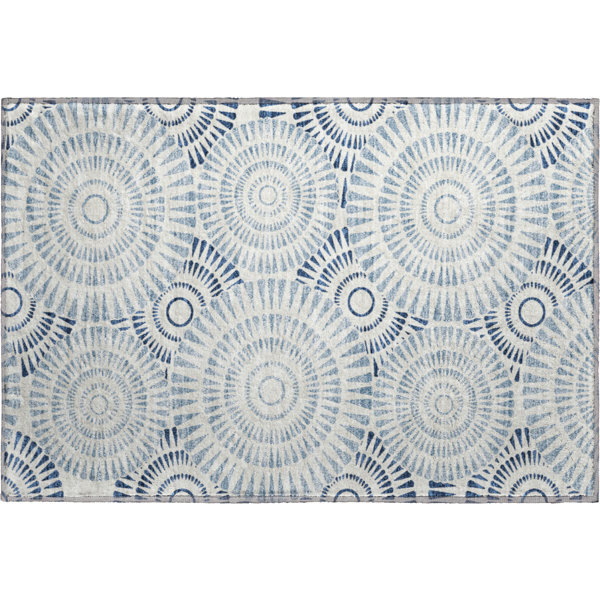 Bungalow Rose Premium Machine Washable Howton Blue Rug | Wayfair