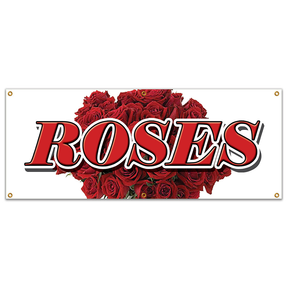 SignMission ROSES BANNER SIGN Red Rose Flowers Flower Signs Florist ...