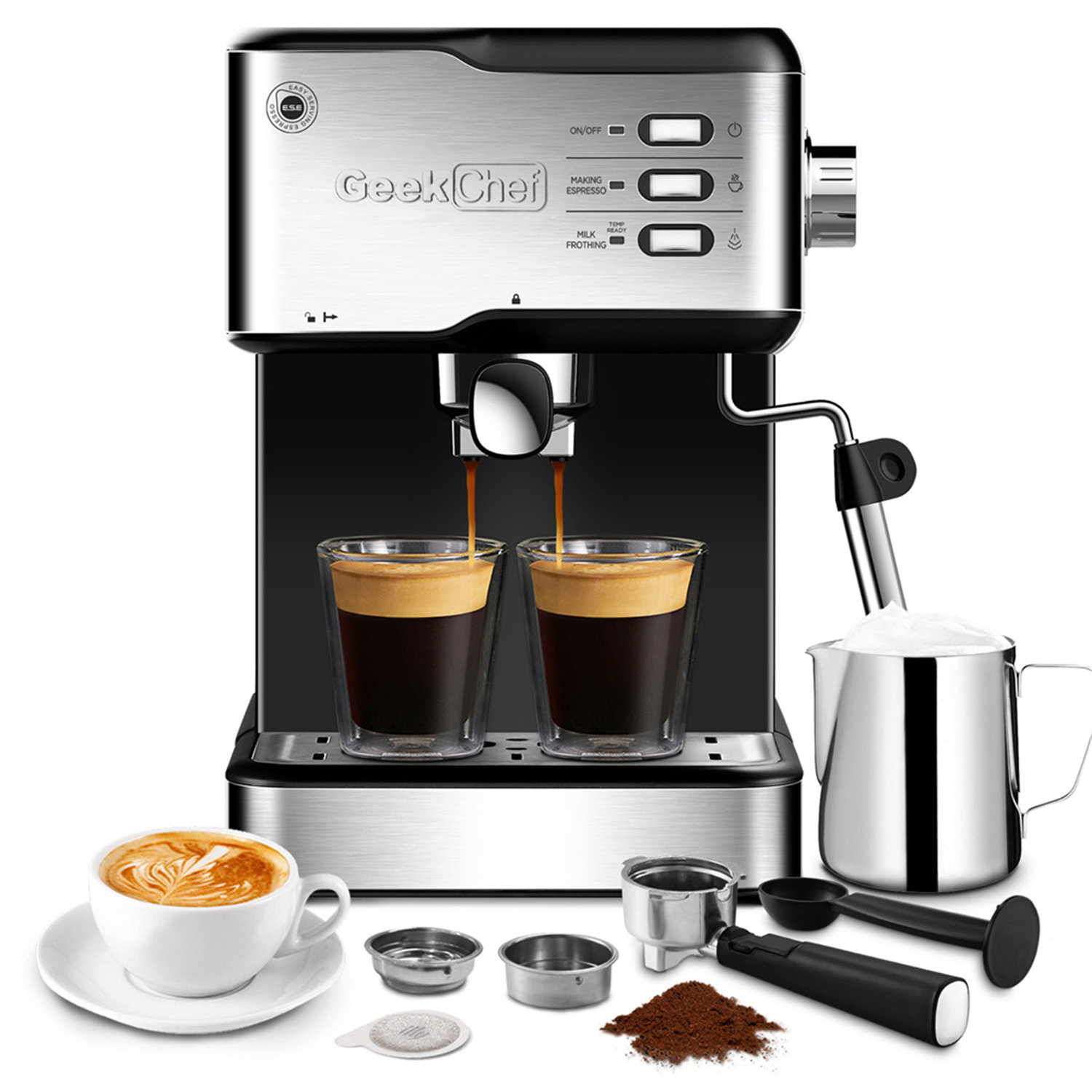 DYD Dyd-geek Chef Espresso Machine, Espresso And Cappuccino Latte Maker ...