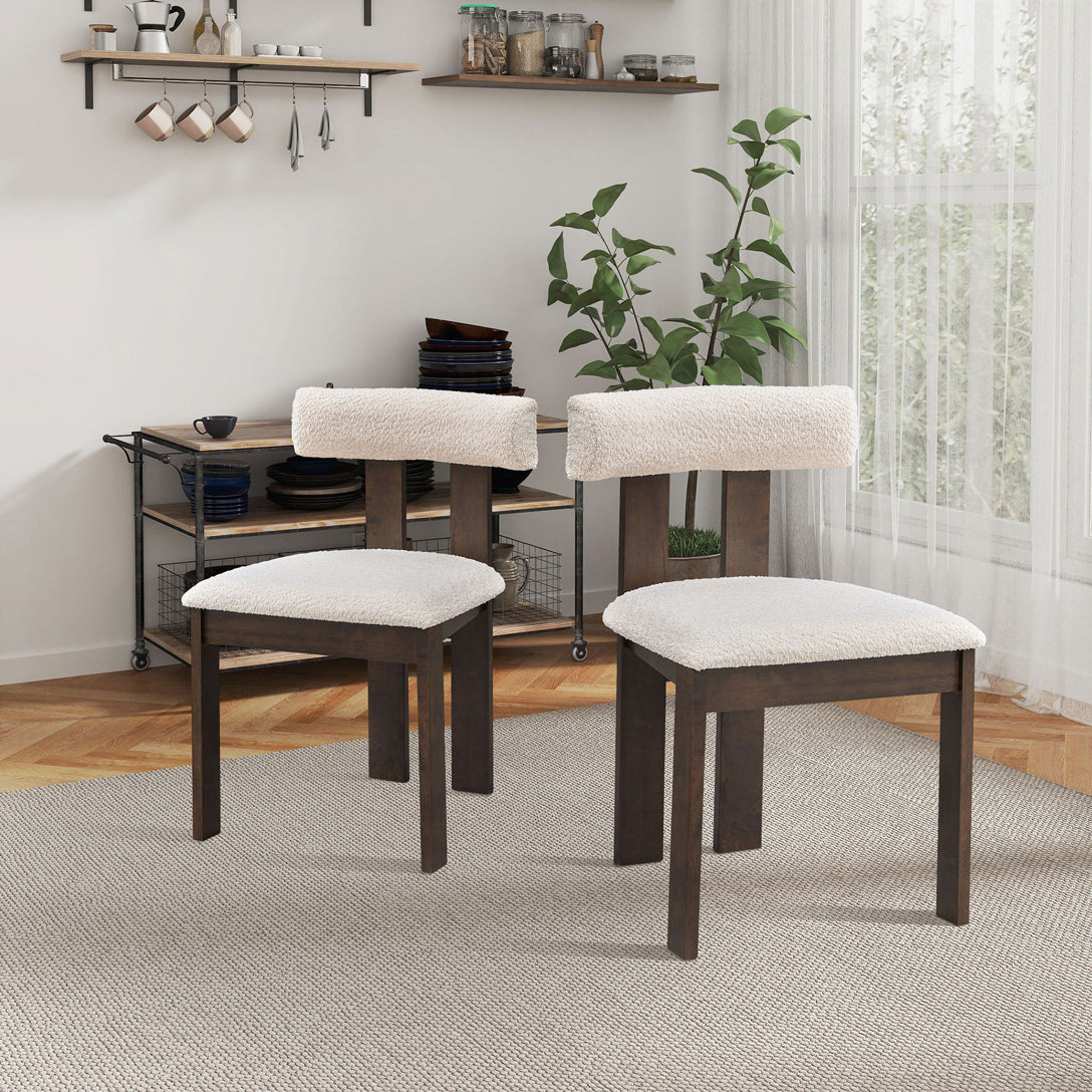 Ophelia & Co. Boucle Upholstered Kitchen Side Chairs,Wooden Dining ...