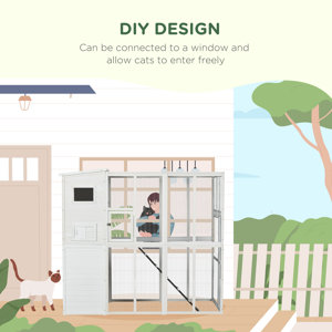 Tucker Murphy Pet™ Outdoor Catio, Cat House Wooden Feral Cat Shelter ...