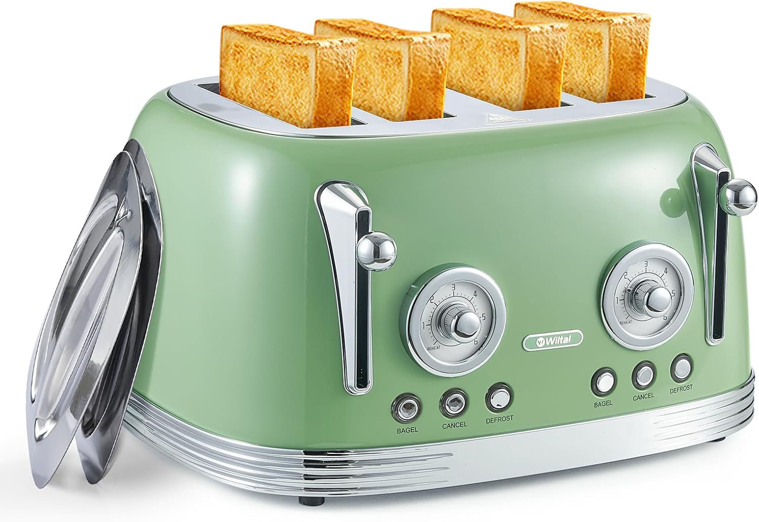 CAPBOL Cute Retro Toaster 4 Slice with 1.58" Wide Slots, with Stainless ...