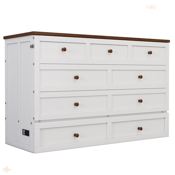 Red Barrel Studio Tillio Solid Pine Murphy Bed Cabinet With Charging ...