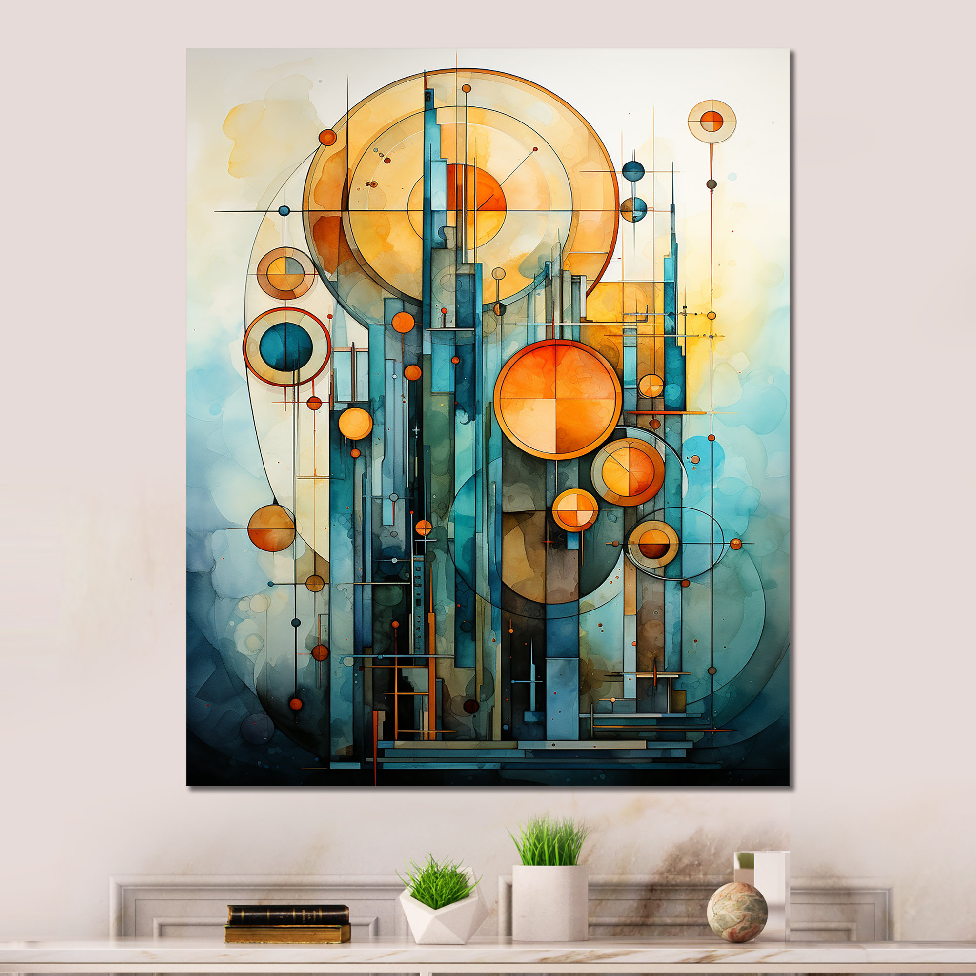 Wrought Studio™ Celestial Geometry Building - Abstract Collages Metal ...