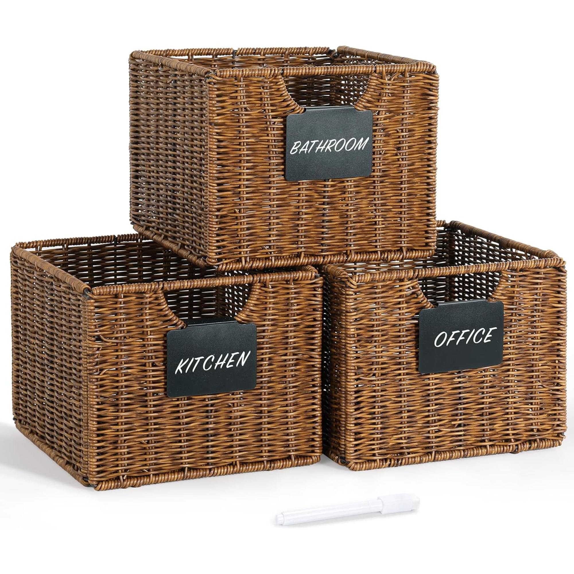 Ebern Designs Wicker Storage Baskets With Labels, Storage Baskets For ...