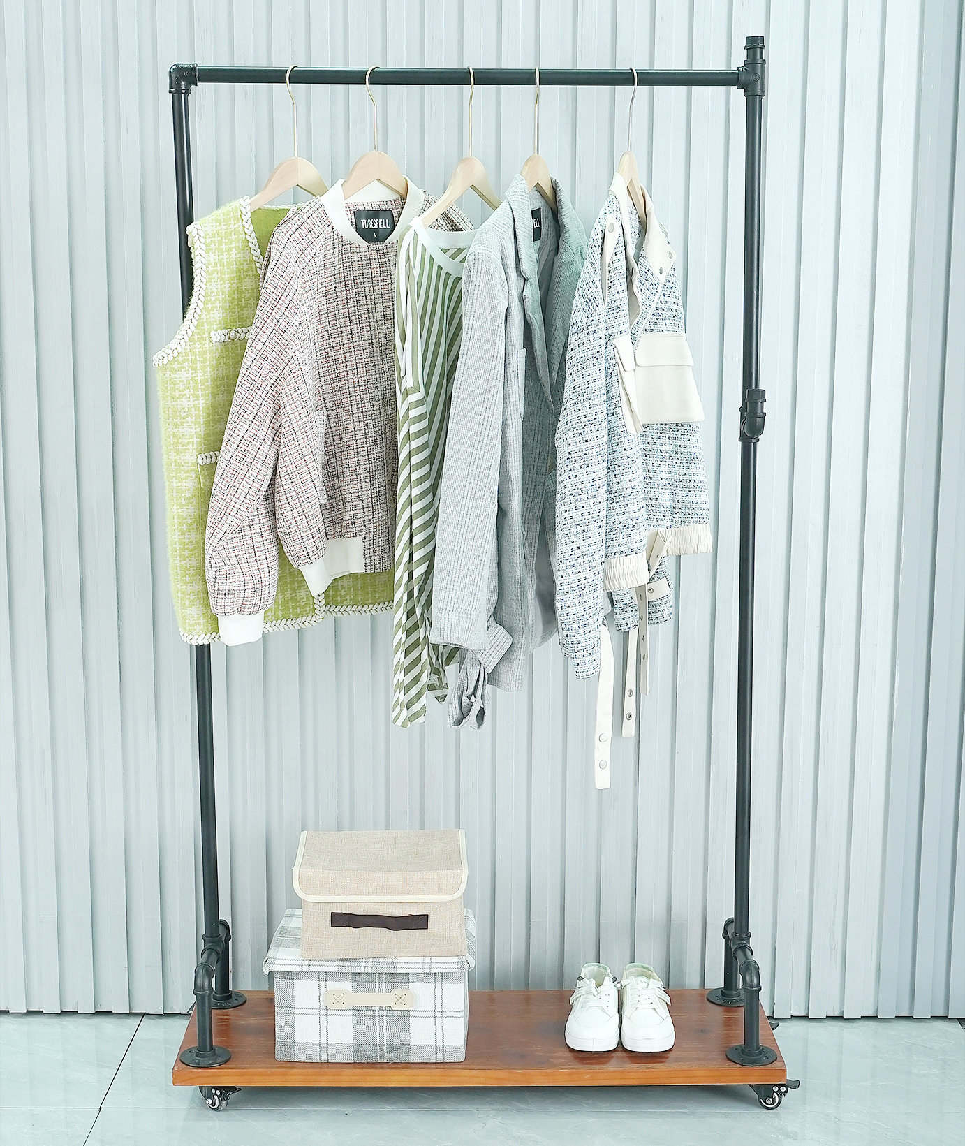 Williston Forge Industrial Rustic Clothes Rack, Clothing Rack For ...