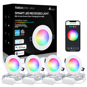 LEDVANS 4 Inch Smart Recessed Light, Color Changing Rgbcw, Voice ...
