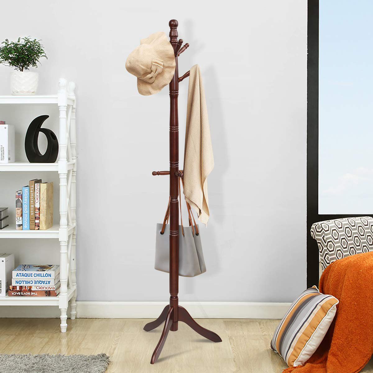 17 Stories Wood Coat Rack Freestanding, Entryway Height Adjustable Coat ...