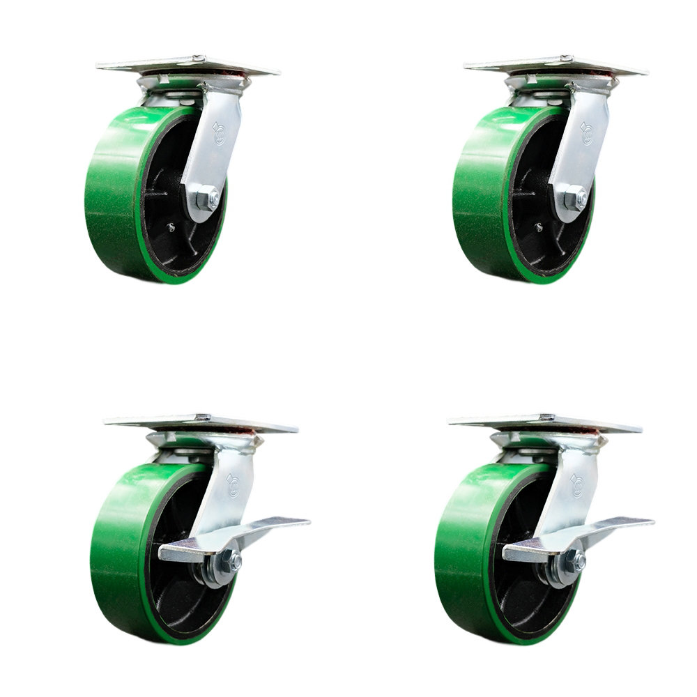Service Caster 4-Piece Polyurethane and Cast Iron Caster Set | Wayfair