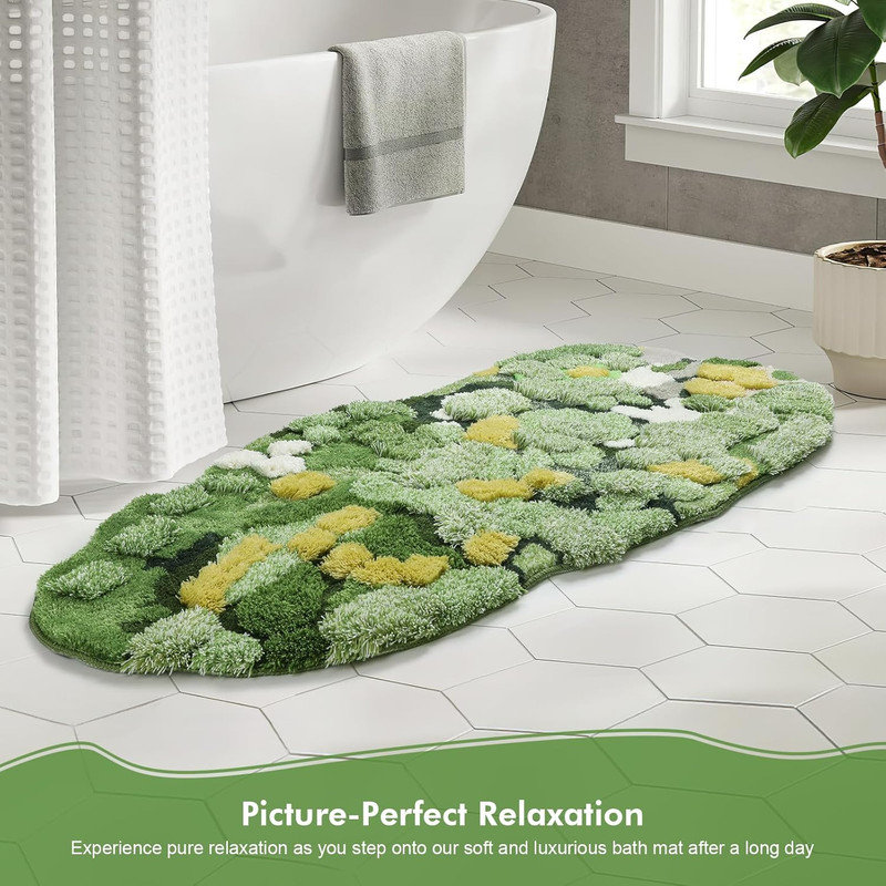 Red Barrel Studio® Green Moss Bathroom Rugs, Plush Rug Soft Machine ...