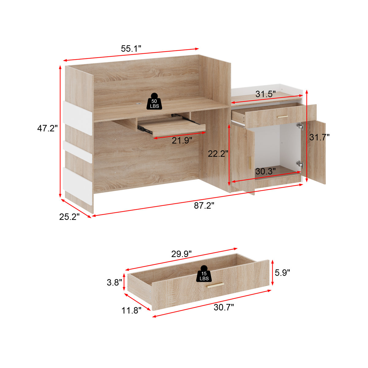 Ebern Designs 87.2'' W Rectangular Reception Desk With Draw And ...