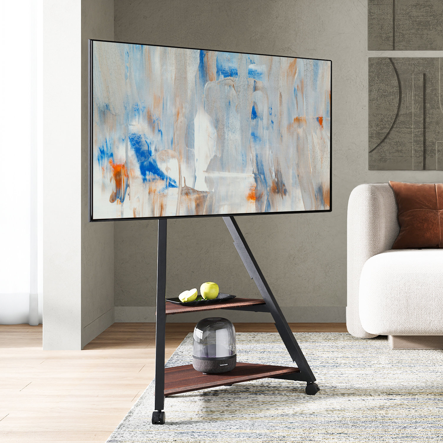 Ebern Designs Carshalt Design Mobile Floor TV Stand For 32 43 50 55 65 ...