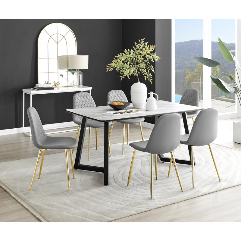 Bless international Carzon Marble Effect Melamine Dining Table and ...