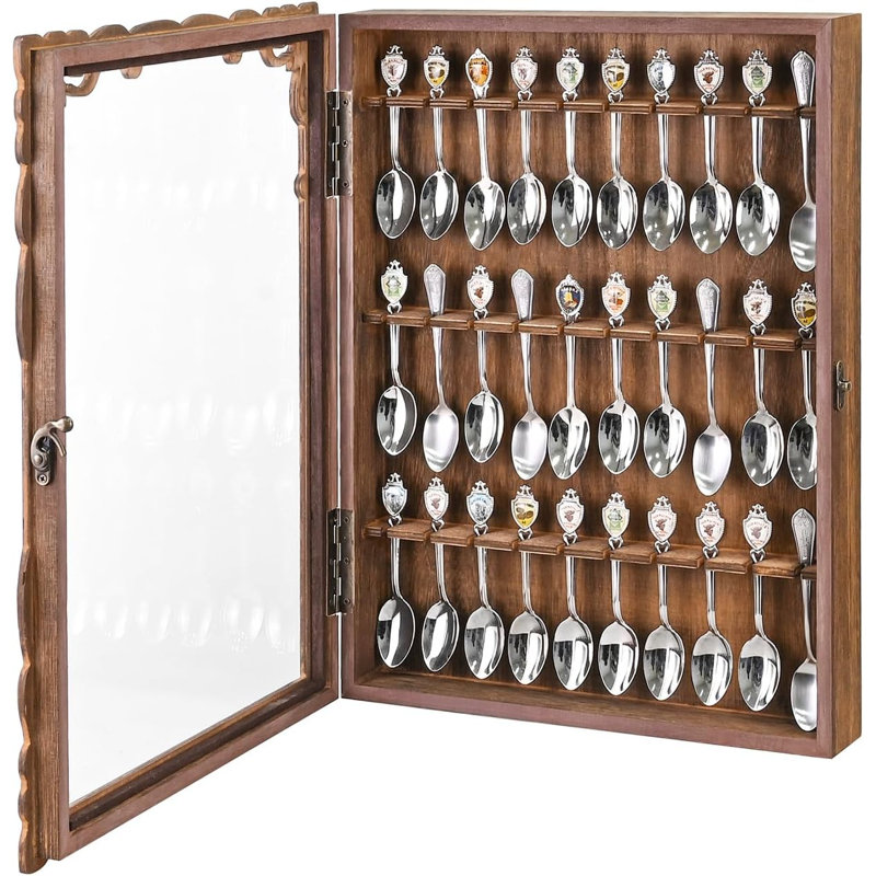 Millwood Pines Wooden 30-Souvenir Spoon Display Case Cabinet | Wayfair