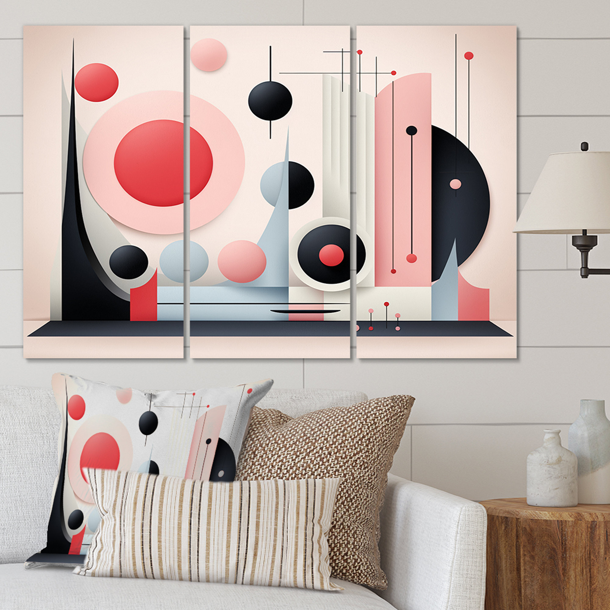 Ivy Bronx Pink Full Moon Rising Abstract Minimal Landscape - Abstract ...