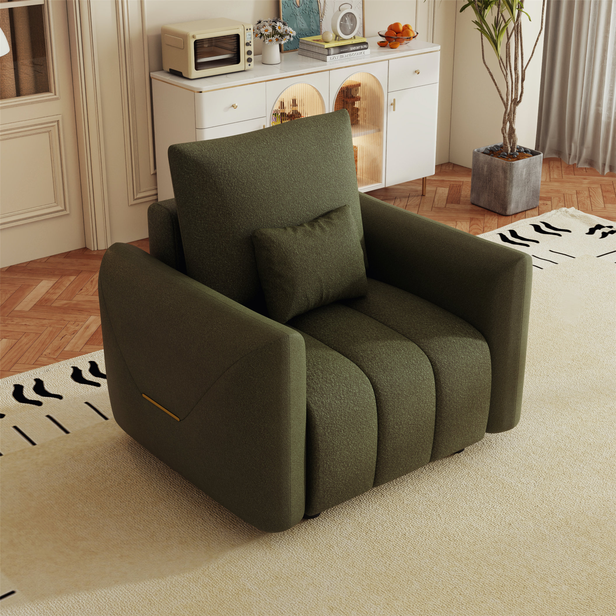 Latitude Run® Comfortable Modern Teddy Fabric Sofa for Various Rooms ...