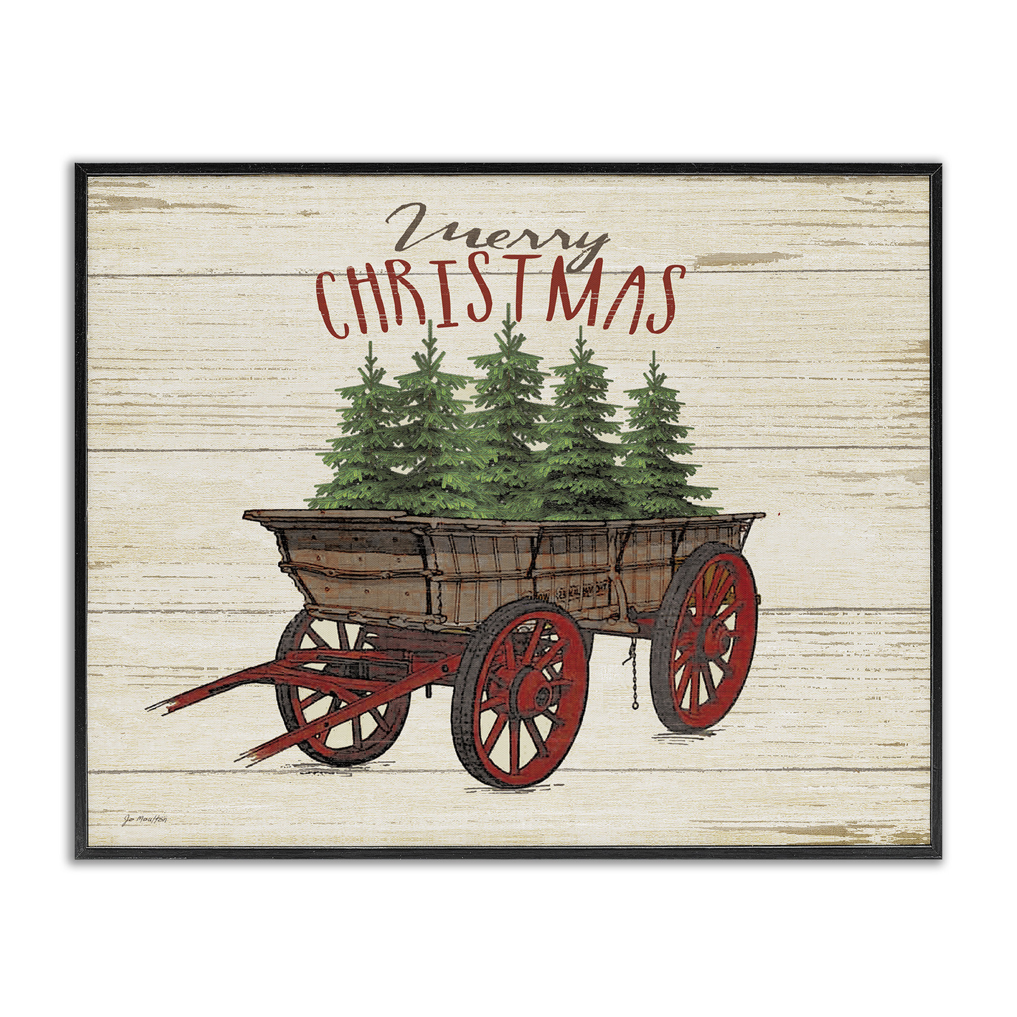 The Holiday Aisle® 'Merry Christmas Tree Wagon' Graphic Art Print | Wayfair