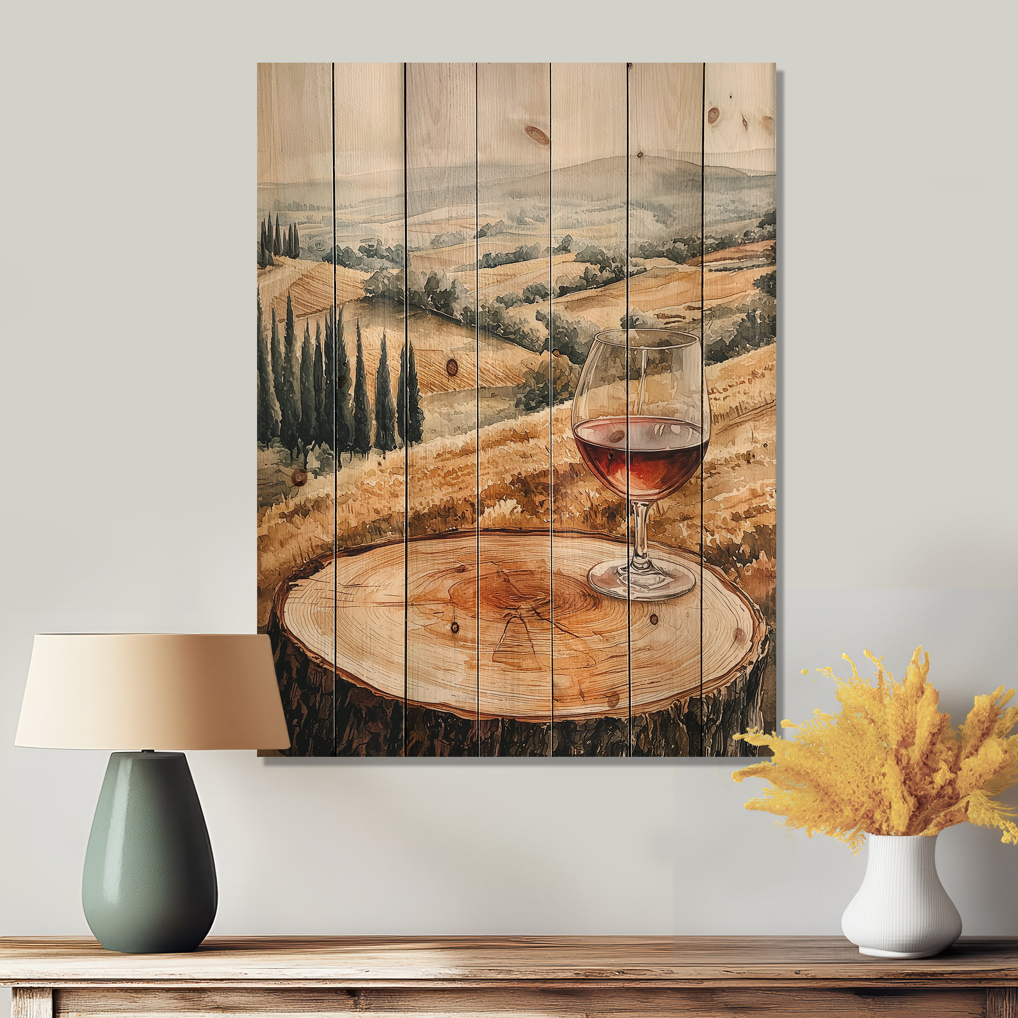 Ophelia & Co. Vineyard With Glass Of Wine In Provence III - Vineyard ...
