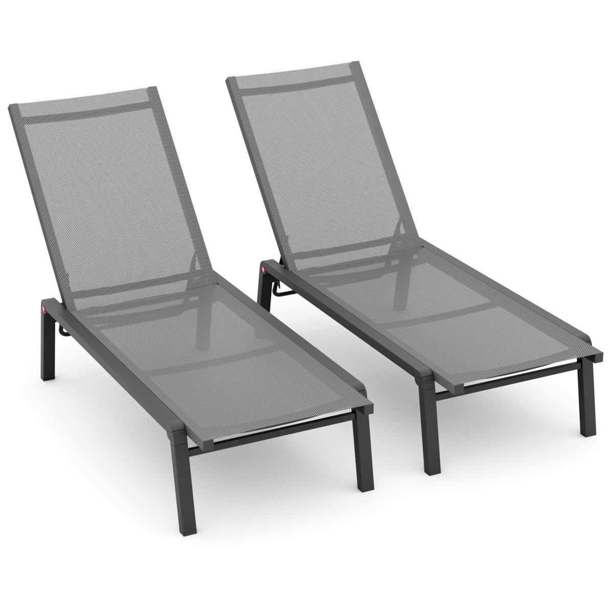 FHVIT Quick Assembly Patio Chaise Lounge Set of 2 with 5 Adjustable ...