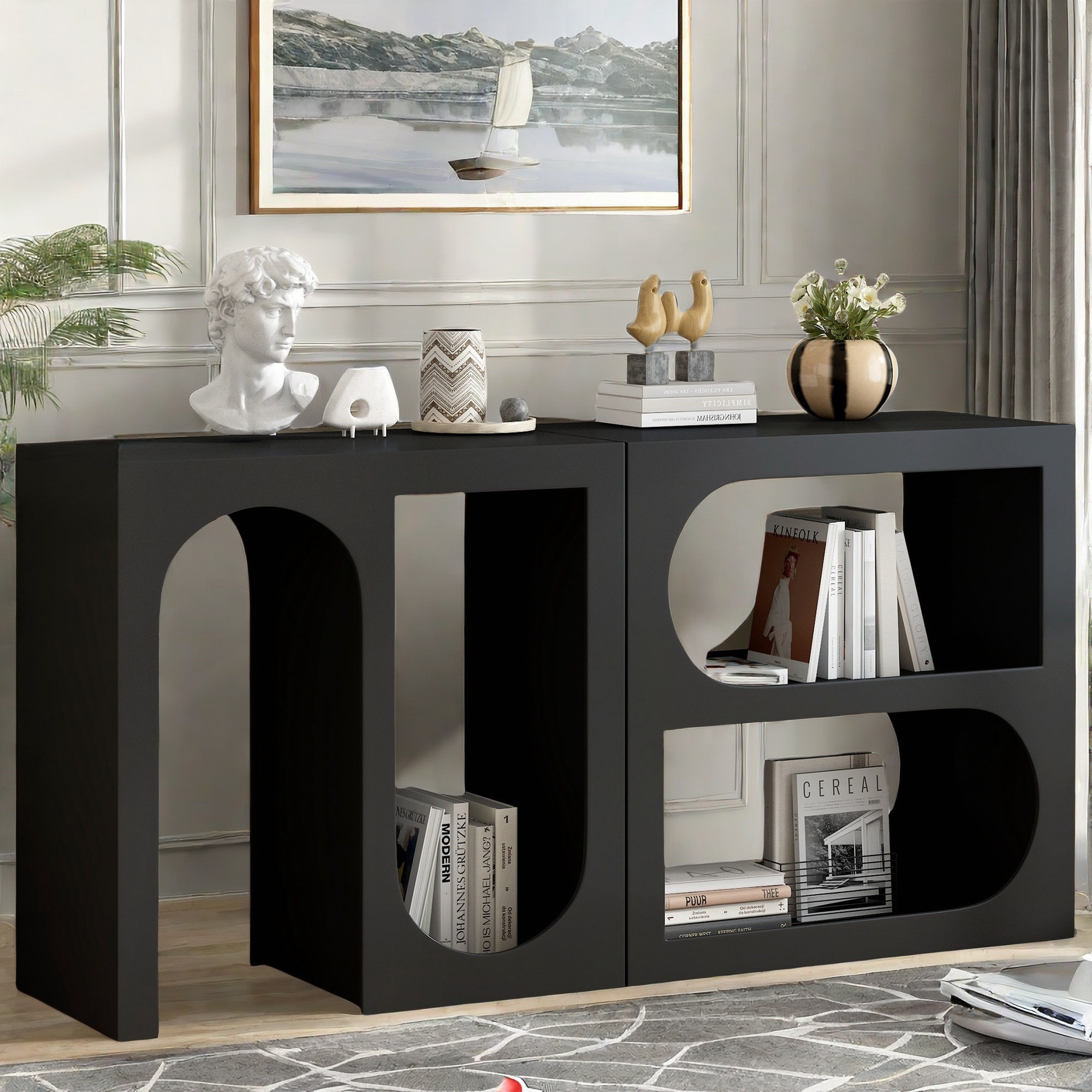 Latitude Run® Berniece Modular Console Table with Rectangular Exterior ...