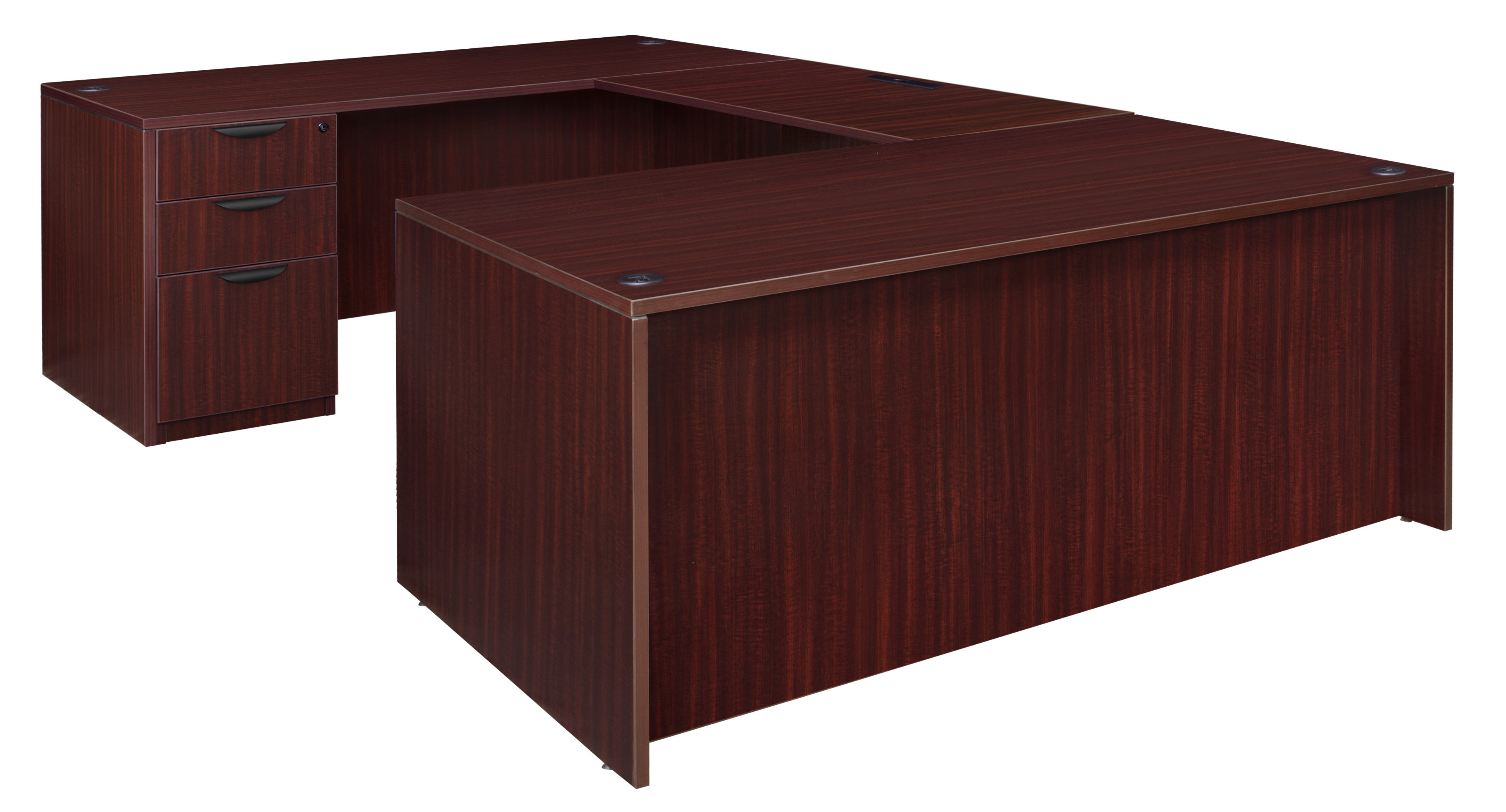 Inbox Zero Nevjana U Desk with Double Full Pedestal Drawer Unit | Wayfair