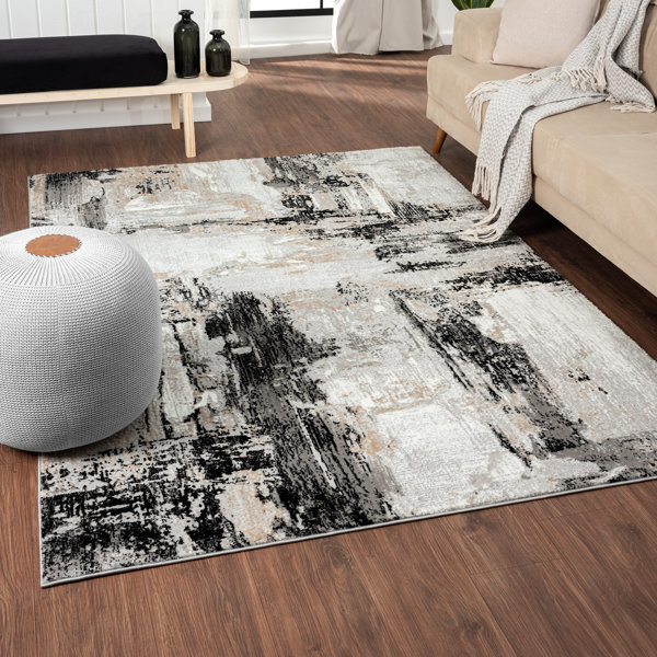 17 Stories Abstract Gray/White Area Rug & Reviews | Wayfair
