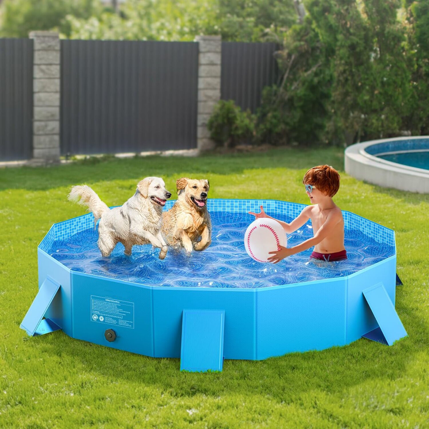 ENOLIL 71 in Foldable Dog Kiddie Pool with SideSwimming Pools for Pet ...