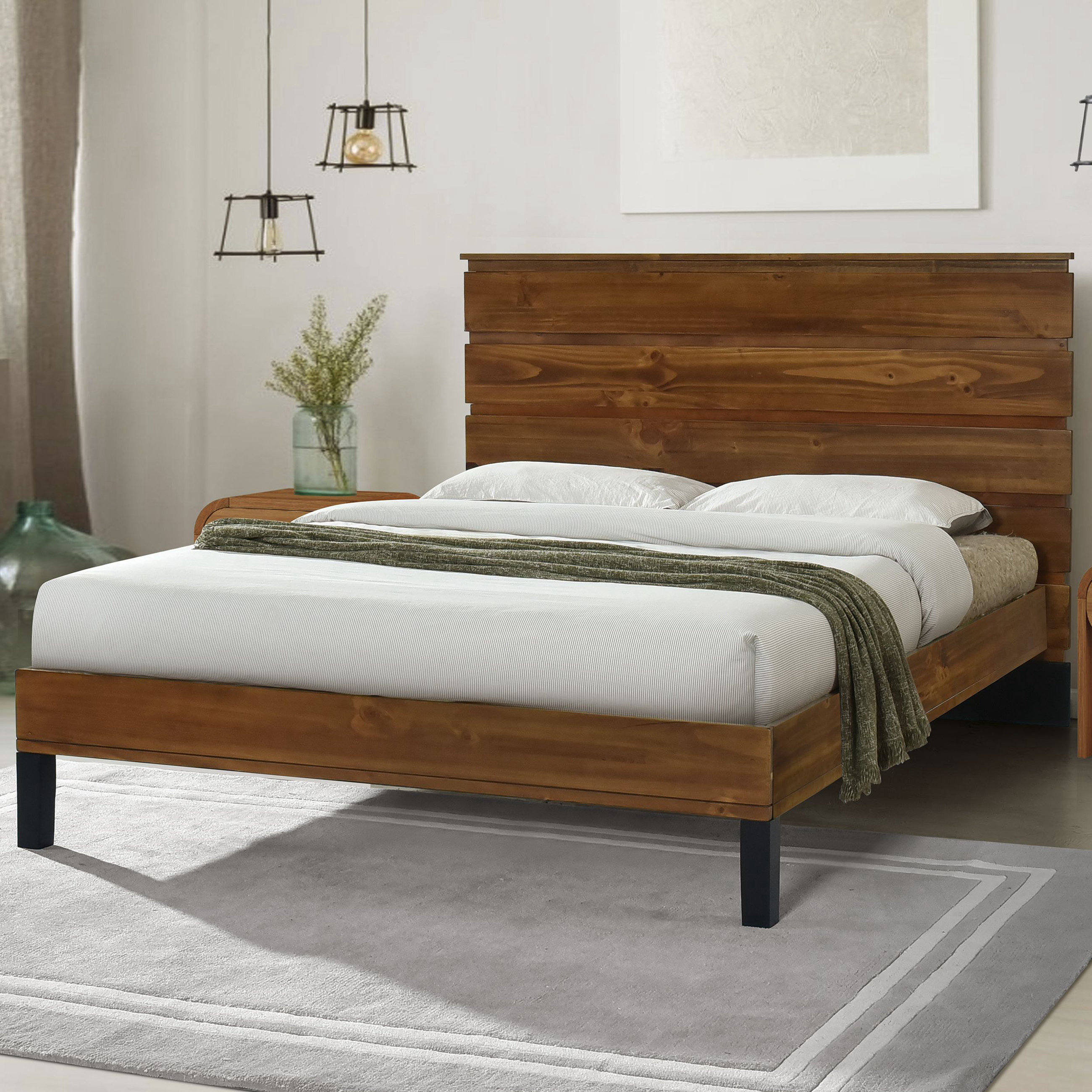 Millwood Pines Leongard Solid Wood Panel Bed | Wayfair