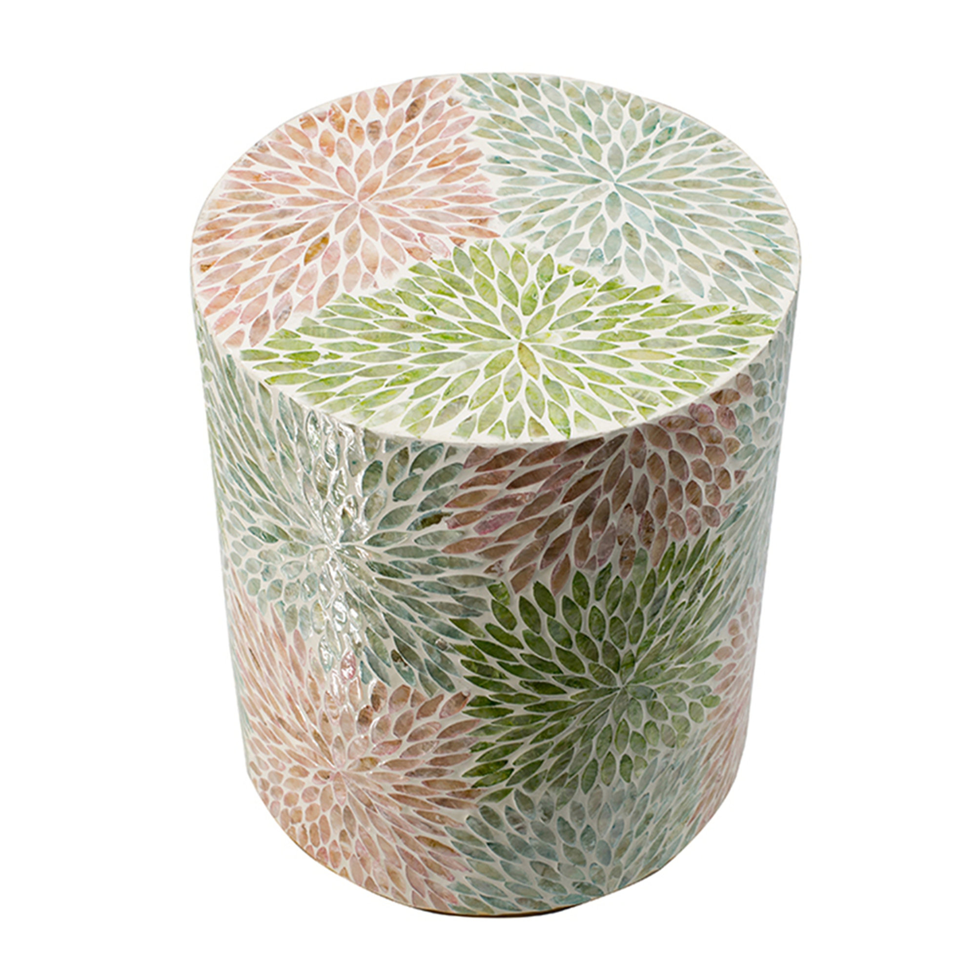 House of Hampton® Cylindrical Garden Stool, Capiz Side Table | Wayfair